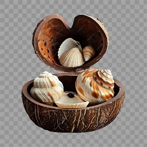 Premium Psd Coconut Shell Product Stand With Round And Hollow