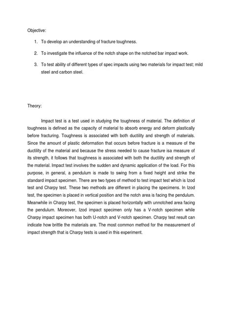 Impact Test Lab Report Pdf Fracture Ductility
