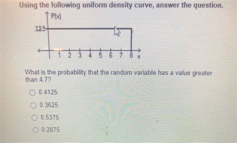 Solved Using The Following Uniform Density Curve Answer Chegg