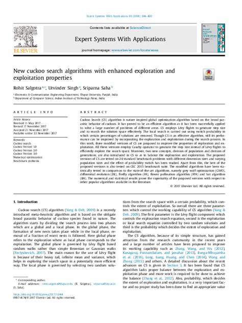 Pdf New Cuckoo Search Algorithms With Enhanced Exploration And