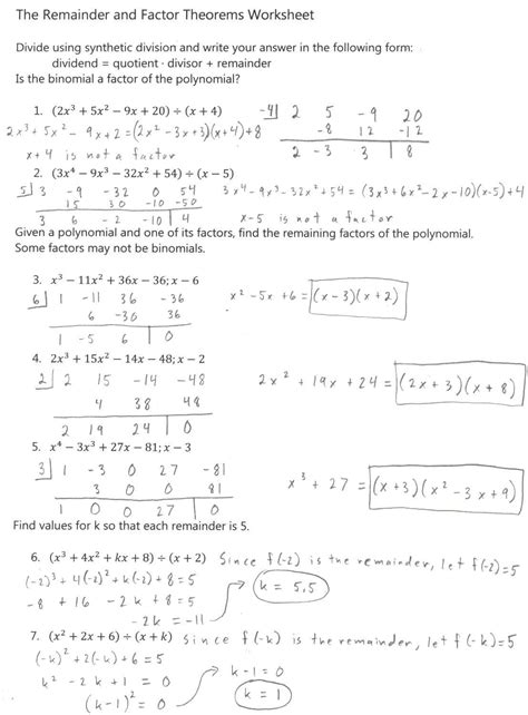 Factoring Using Synthetic Division Worksheet Intructional Fair Ts Denison