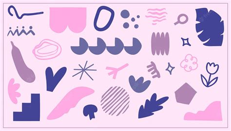 Premium Vector Set Of Beauty Hand Drawn Various Shapes And Doodle Objects Abstract Modern
