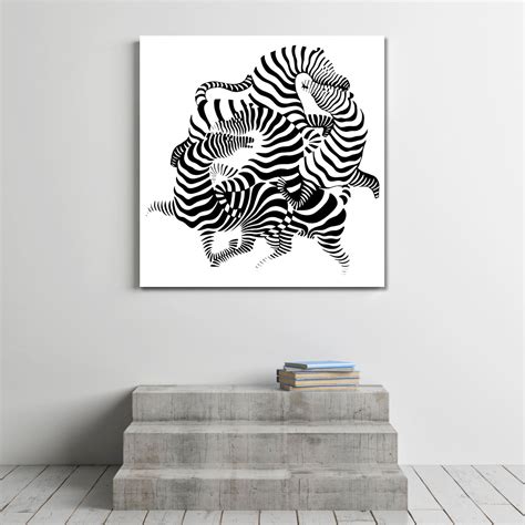 Optical Illusion Op Art Abstract Black White Zebra Entwined Art Print
