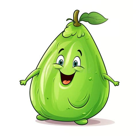 A Cheerful Cartoon Avocado Smiles Happily While Standing On A White