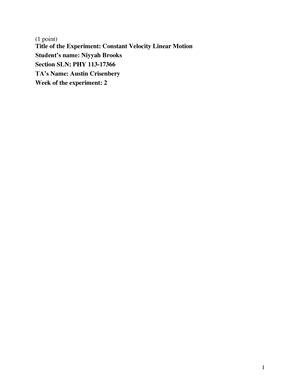 Lab 1 Error Propagation 2 Points Title Of The Experiment Error Propagation Babes Name