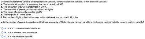 Solved Determine Whether The Value Is A Discrete Random