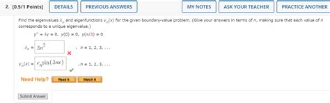 Solved 051 Points Find The Eigenvalues Lambdan And