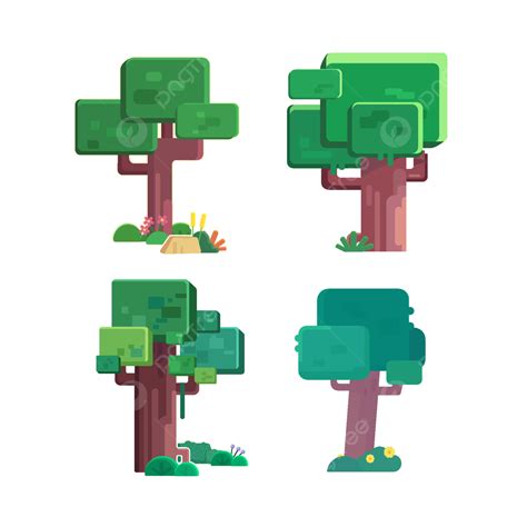 Vector Animation Plant Vegetation Big Tree Grass Cartoon Tree Clipart Grass Clipart Plant