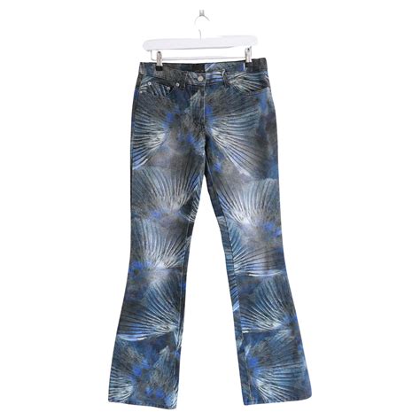 Fendi X Karl Lagerfeld Vintage Spring 2003 Feather Print Jeans For Sale