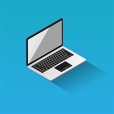 Isometric Laptop Flat Design Vector Icon On Blue Background Vector Art At Vecteezy
