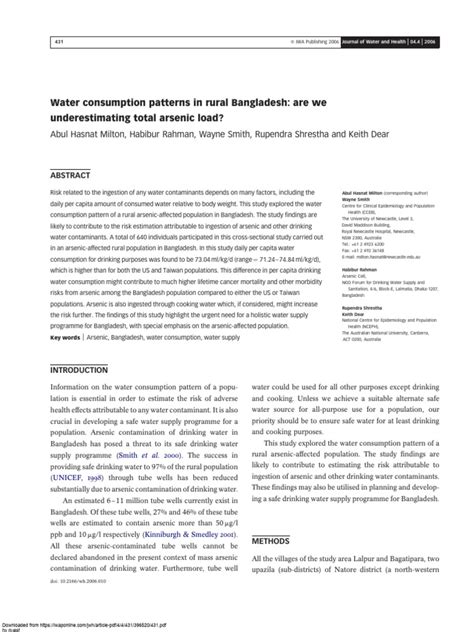 Water Consumption Pattern In Rural Area Pdf