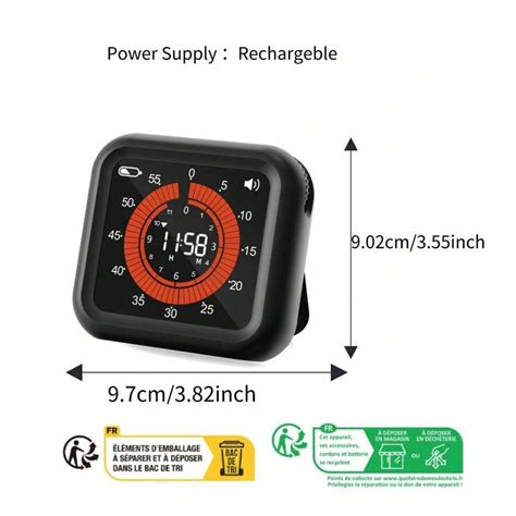 1pc Digital Visual Timer Max 11h 59m Rechargeable Countdown Timer With Va Display Clear
