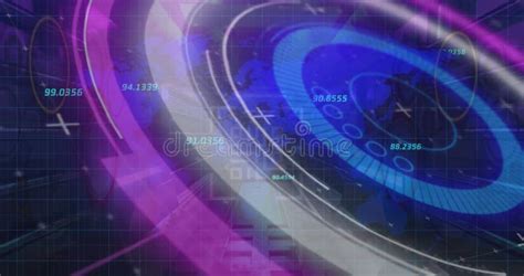 Image Of Processing Circle Numbers And Qr Code In Digital Space Stock