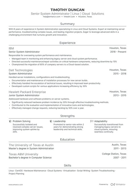 Linux System Administrator Resume Examples Guide For