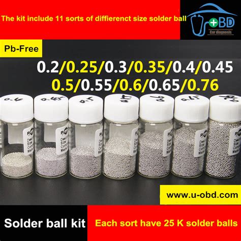 Pb Free Sorts Solder Balls BGA Solder Ball Kit