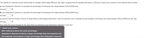 Solved A Use Chebyshev S Theorem To Calculate The Chegg