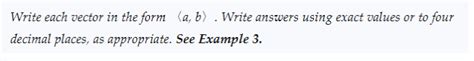 solved write each vector in the form a b write answers