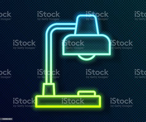 검은 색 배경에 격리 된 빛나는 네온 라인 테이블 램프 아이콘 책상 램프 벡터 0명에 대한 스톡 벡터 아트 및 기타 이미지 0명 가구 가정의 방 Istock