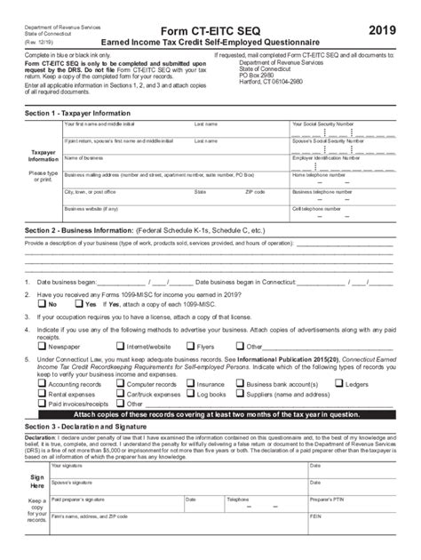 Fillable Online Connecticut Form Ct Eitc Seq Sign Form Online Fax