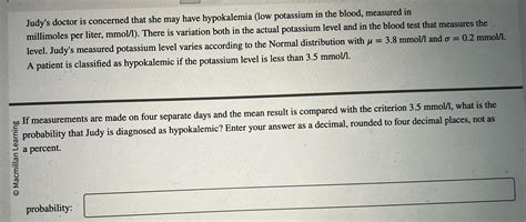 [ANSWERED] O Macmillan Learning Judy s doctor is concerned that she may ...