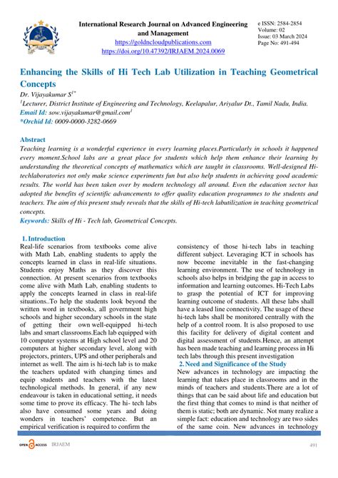 Pdf Enhancing The Skills Of Hi Tech Lab Utilization In Teaching