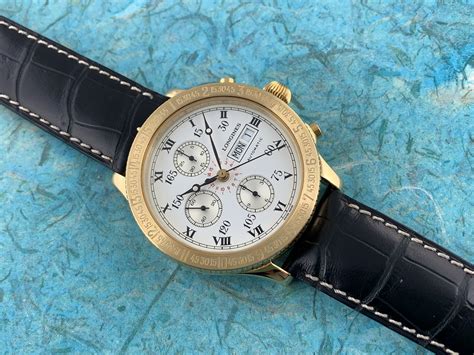 Vintage Longines 18k Yellow Gold Lindbergh Hour Angle Chronograph Auto