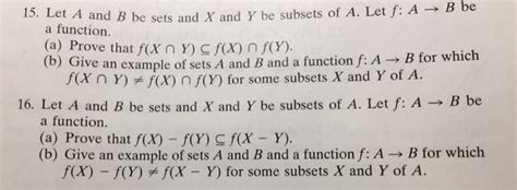 solved let a and b be sets and x and y be subsets of a let