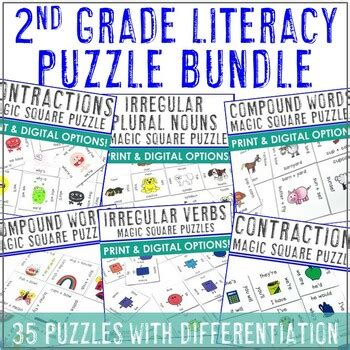 2nd Grade Literacy Puzzle Centers For ELA Review Game Activities