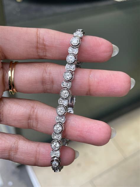Vintage Diamond Platinum Tennis Bracelet Circa 1930s For Sale At
