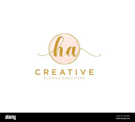 HA Feminine Logo Beauty Monogram And Elegant Logo Design Handwriting Logo Of Initial Signature