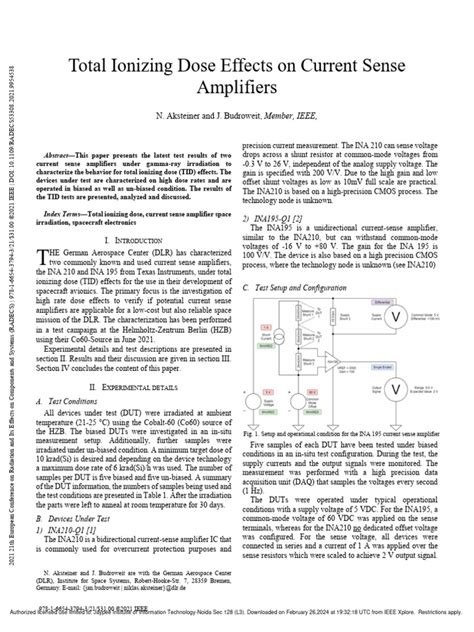 Total Ionizing Dose Effects On Current Sense Amplifiers Pdf Amplifier Bias Of An Estimator