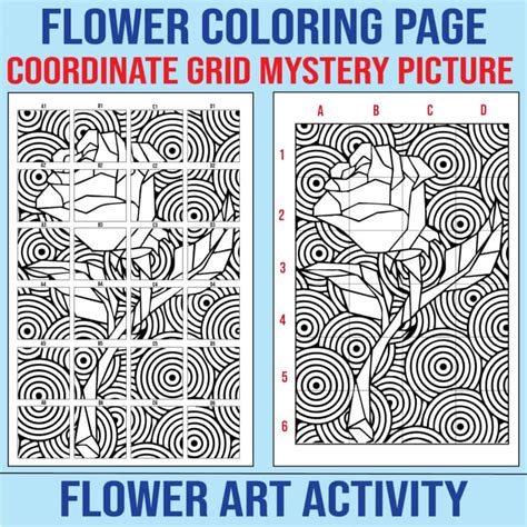 Flower Coordinate Grid Mystery Picture Fun Coloring And Art Math Activity