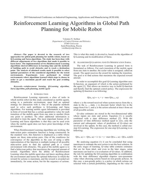 reinforcement learning algorithms in global path planning for mobile
