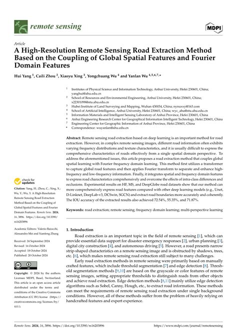 Pdf A High Resolution Remote Sensing Road Extraction Method Based On