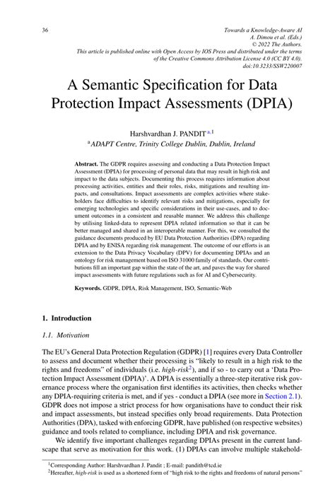 Pdf A Semantic Specification For Data Protection Impact Assessments