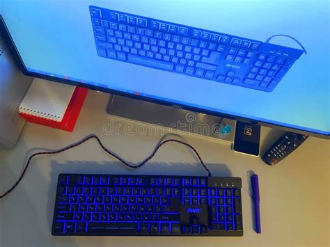 A Keyboard With A Backlit Keyboard Backlit Gaming Keyboard Details And Close Up Editorial