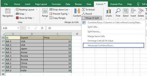 excel 教程：合并列、行、单元格