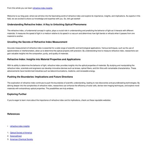 Exploring The Importance Of Refractive Index Insights And Implications