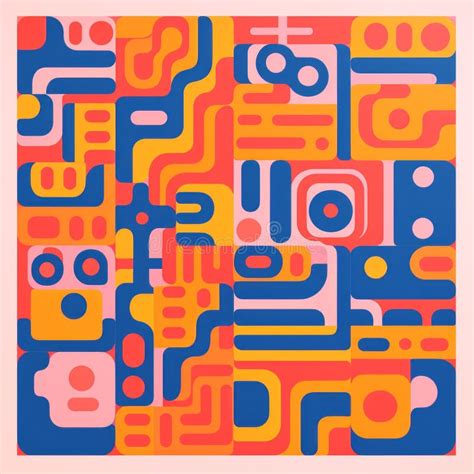 Vibrant Geometric Print A Puzzling Composition Inspired By Moche Art Stock Illustration
