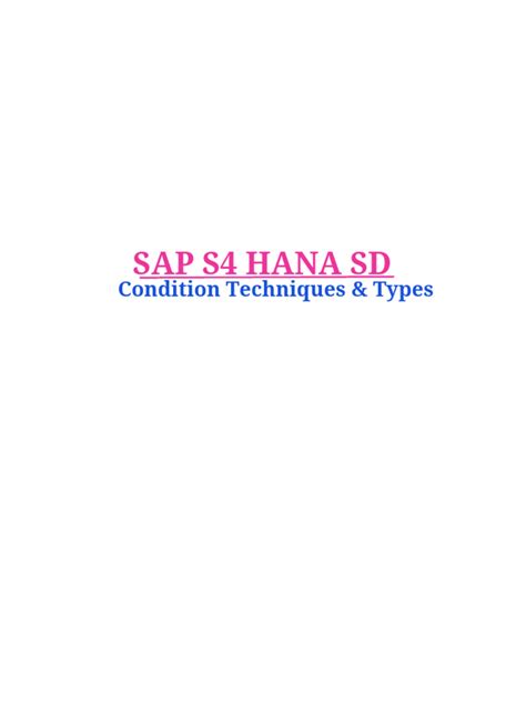 Sap S4hana Sd Condition Techniques And Types Download Free Pdf