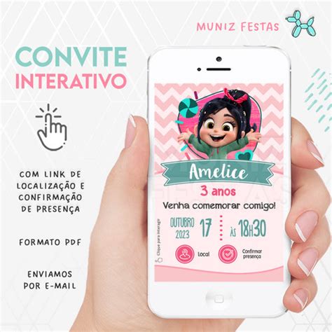 Convite Interativo Vanellope Detona Ralph Muniz Festas
