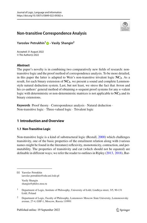 Pdf Non Transitive Correspondence Analysis