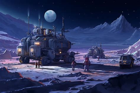 Premium Photo A Lunar Mining Operation On The Moons Surface Illustration