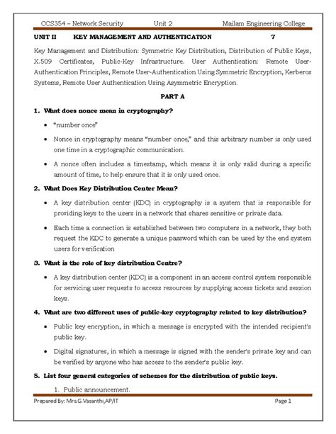 Unit Ii Network Security Unit Ii Key Management And Authentication 7