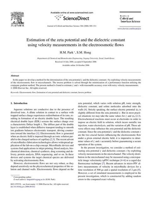 pdf estimation of the zeta potential and the dielectric constant