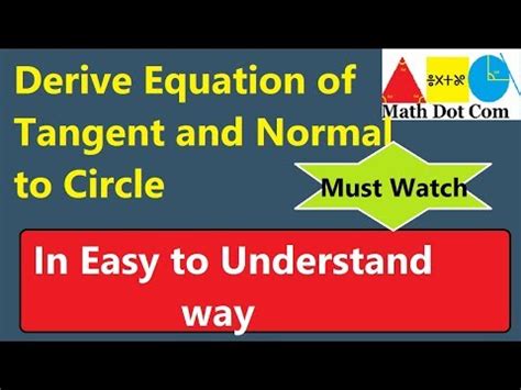How To Derive Equation Of Tangent And Normal To Circle Video Lecture JEE