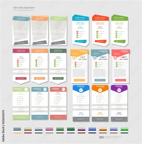 Three Tariffs Interface For The Site Ui Ux Vector Banner For Web App Set Tariffs Interface