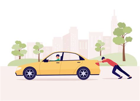Pushing A Car Clipart