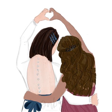 Custom Bride Maid Of Honor Wedding Illustration Etsy