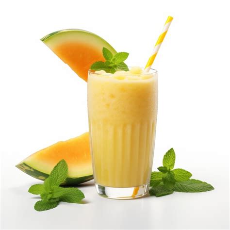 Premium Photo Melon Magic Smoothie Honeydew Cantaloupe Mint Leaves